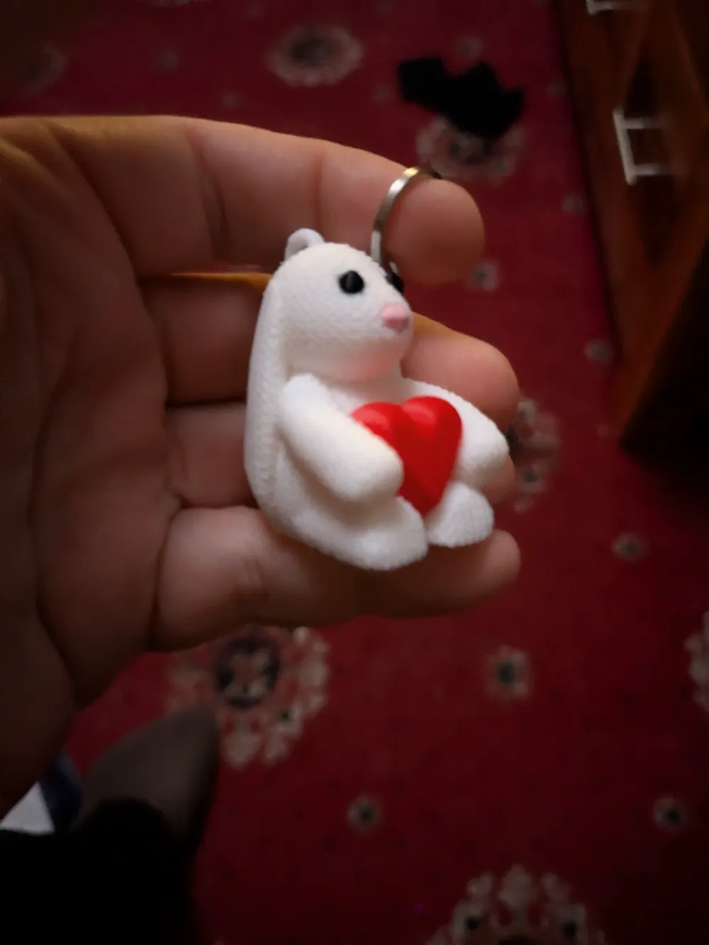 Knitted Valentine bunny heart keyring by cruse2382 - MakerWorld