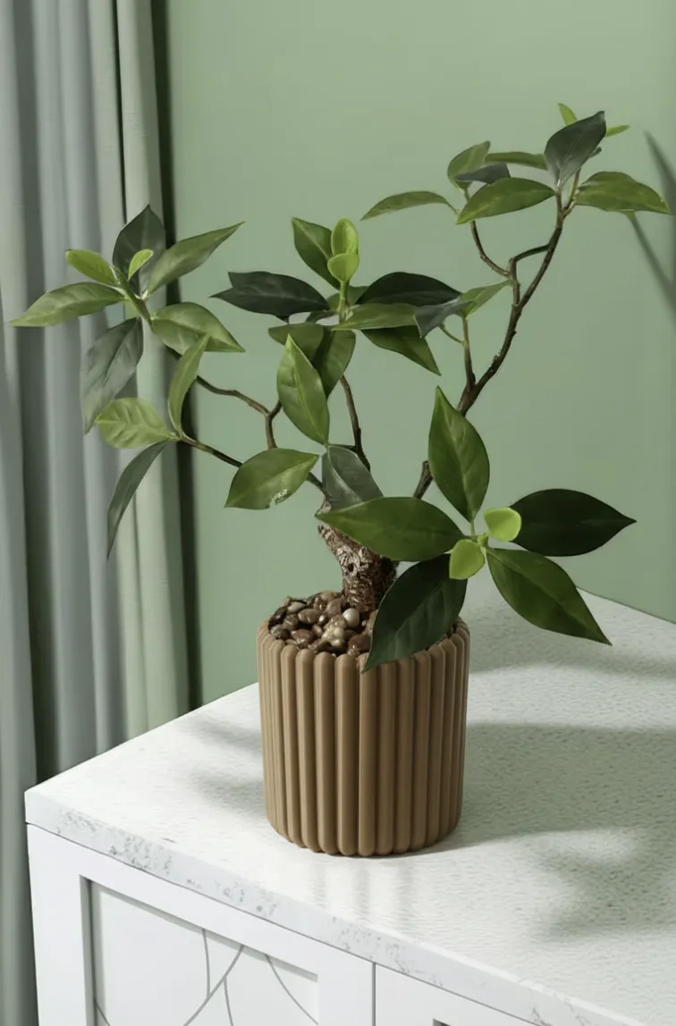 Groove & Grow: Minimalist Ribbed Planter - Free 3D Print Model - MakerWorld