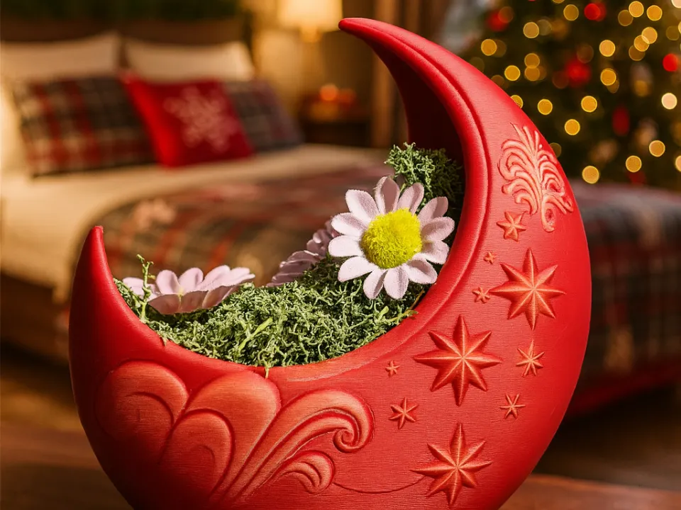 Christmas Moon Planter & Candy Bowl - Free 3D Print Model - MakerWorld