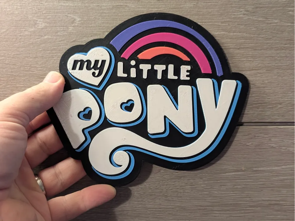 My Little Pony logo sign 2-sizes, AMS capable - Free 3D Print Model ...