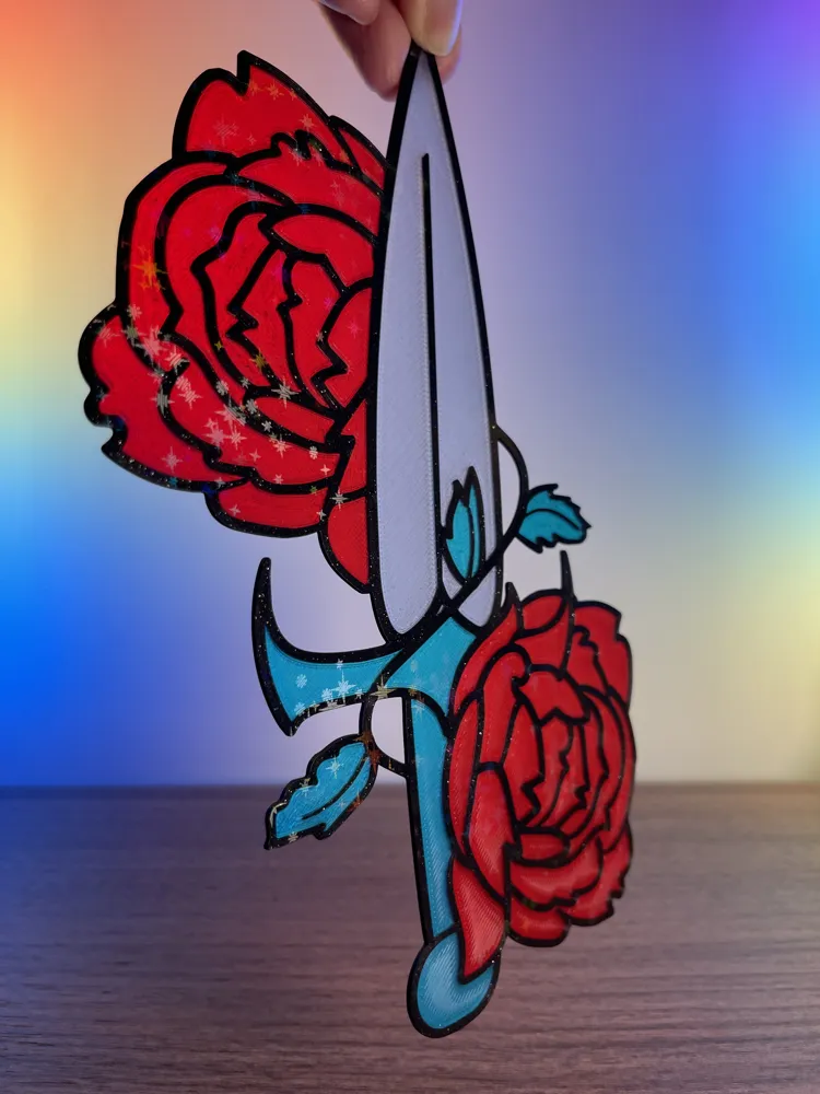 Rose Dagger – Stained Glass Style Sun Catcher - Free 3D Print Model ...