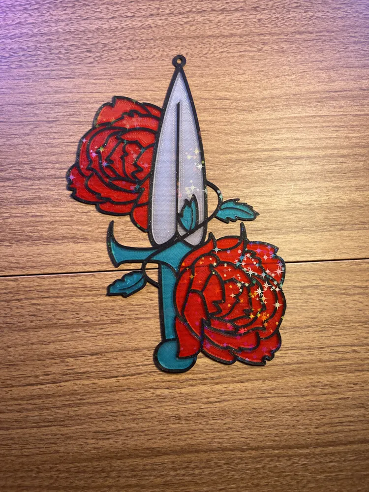 Rose Dagger – Stained Glass Style Sun Catcher - Free 3D Print Model ...