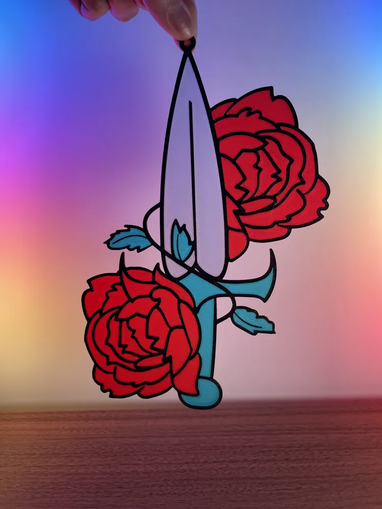 Rose Dagger – Stained Glass Style Sun Catcher - Free 3D Print Model ...