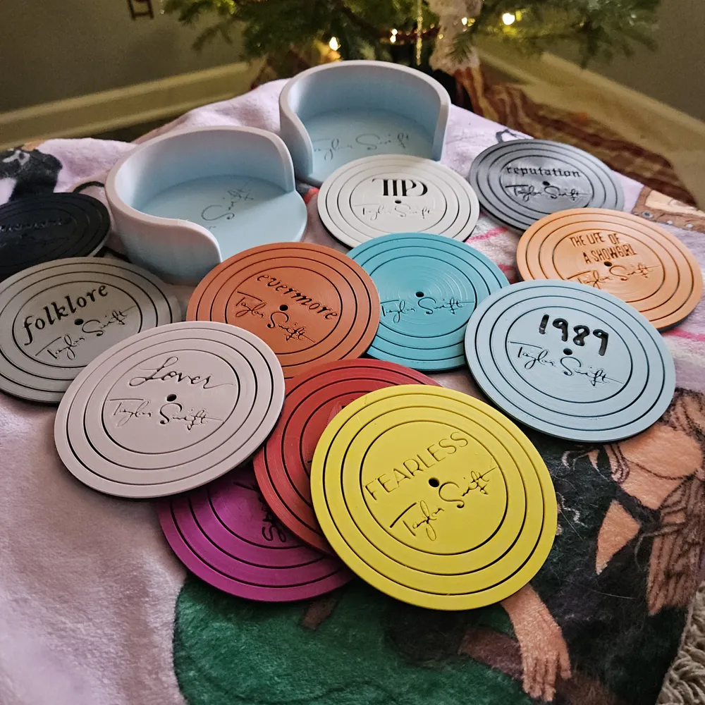 Taylor Swift Albums - Vinyl Record Coasters - Free 3D Print Model ...