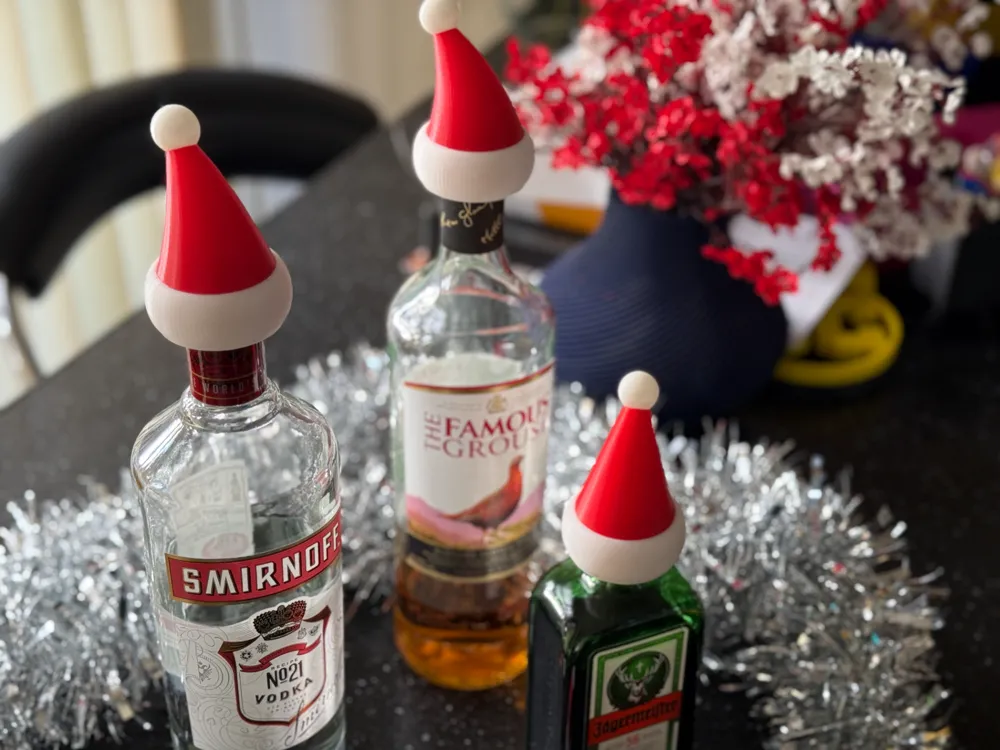 Santa Hat - Wine & Alcohol Bottles - Free 3D Print Model - MakerWorld