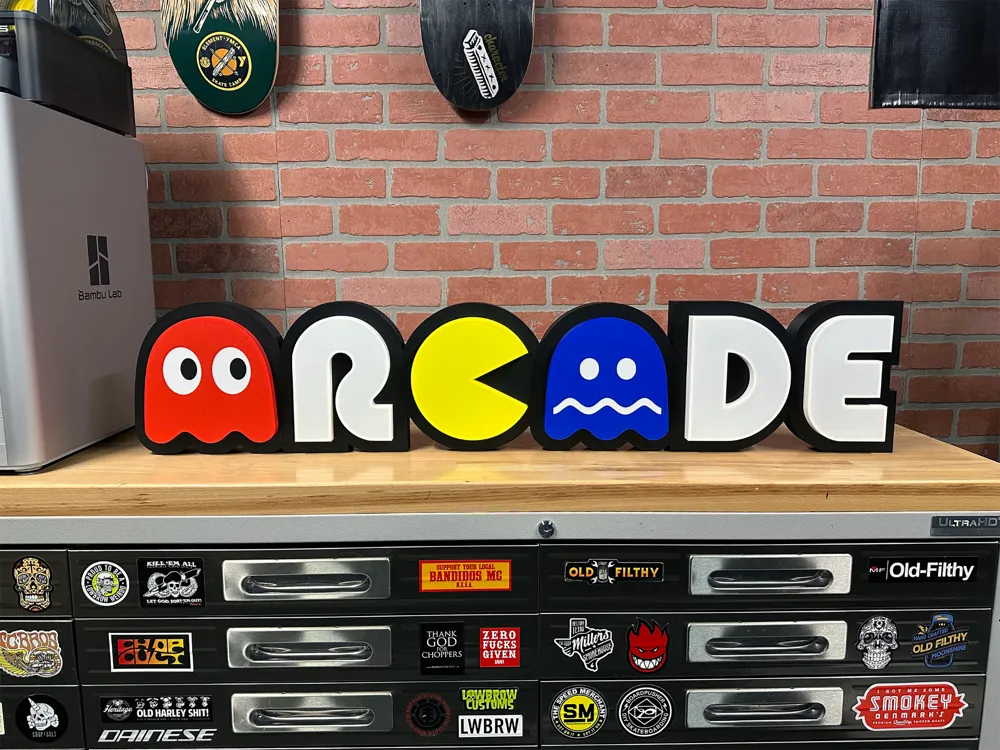 Pac-Man Arcade Light-Up Marquee by SINTAX MakerWorld: Download Free 3D ...