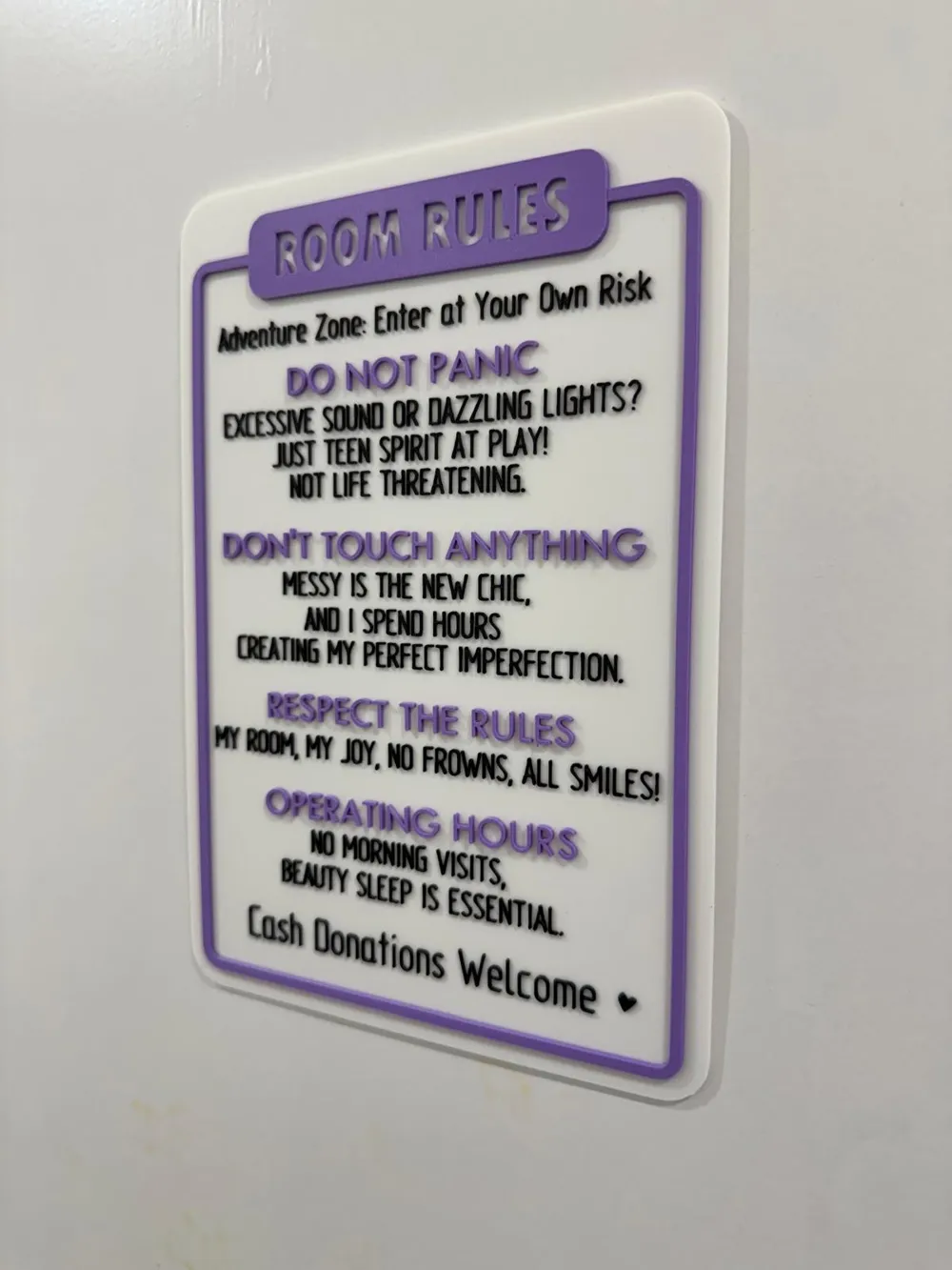 Room Rules Sign for Teens by Trvldewrld MakerWorld: Download Free 3D Models