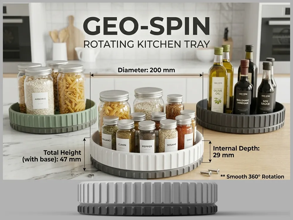 GEO-SPIN – Rotating Kitchen Tray - Free 3D Print Model - MakerWorld