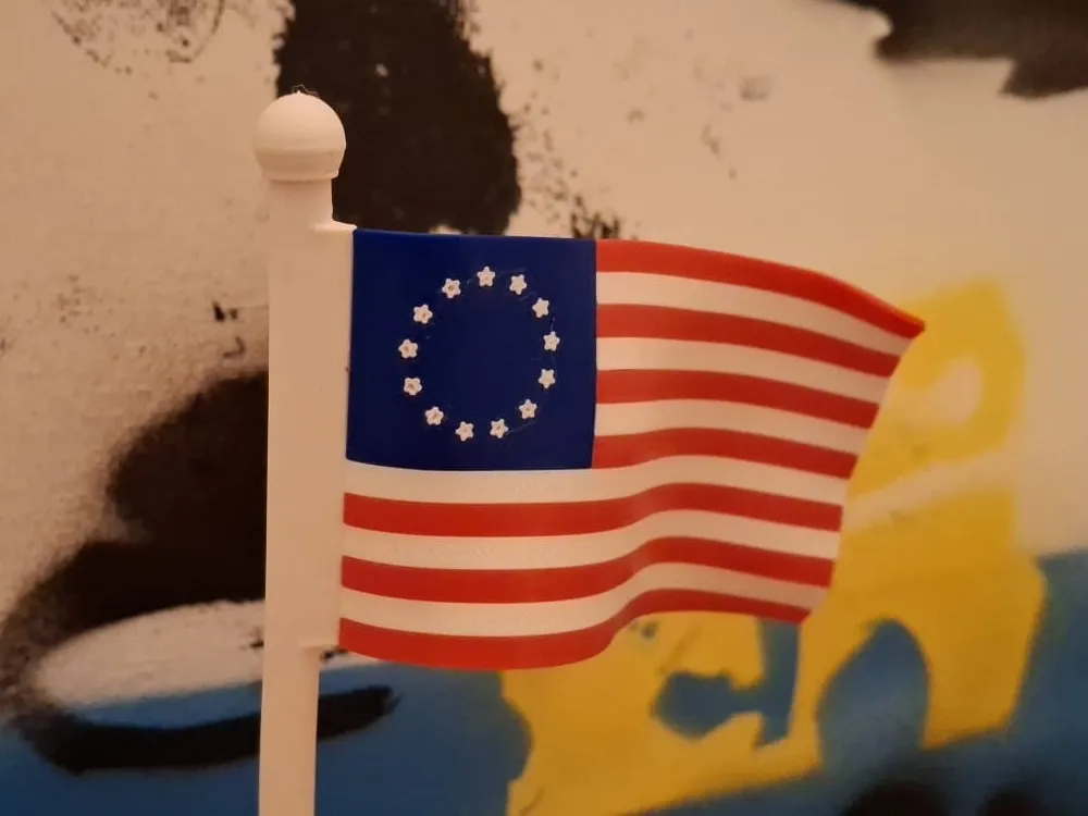 Betsy Ross flag with pole and base by Rov3r - MakerWorld