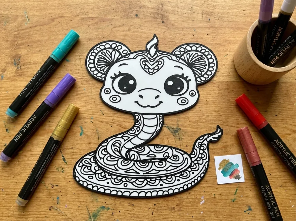 serpent mandala coloring - Free 3D Print Model - MakerWorld