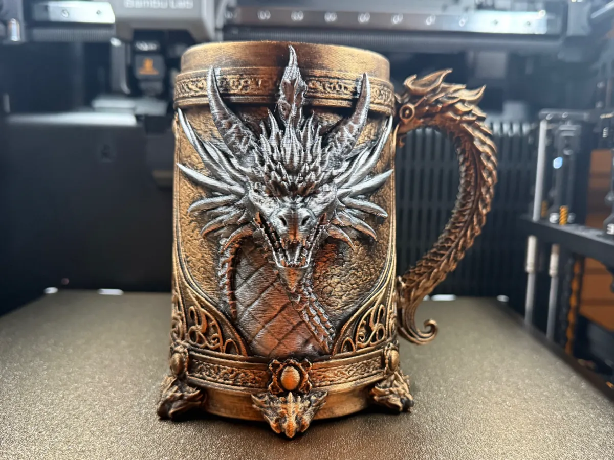 Dragon Themed Tankard/Can Holder Single Color - Free 3D Print Model ...