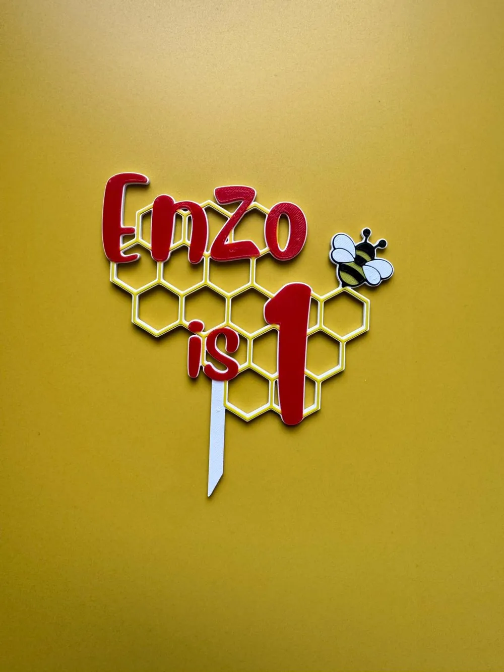 Cake Topper Enzo is 1 Bumblebee inspired - Free 3D Print Model - MakerWorld