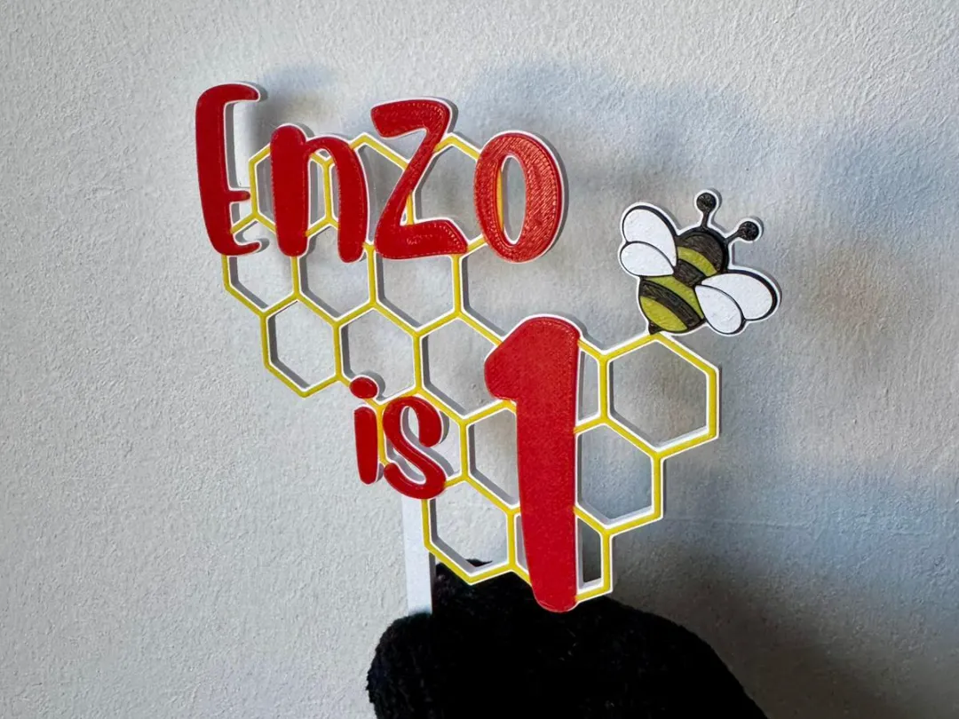 Cake Topper Enzo is 1 Bumblebee inspired - Free 3D Print Model - MakerWorld