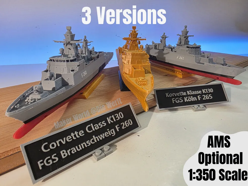 German K130 Corvette Braunschweig Class 1:350 - Free 3D Print Model ...