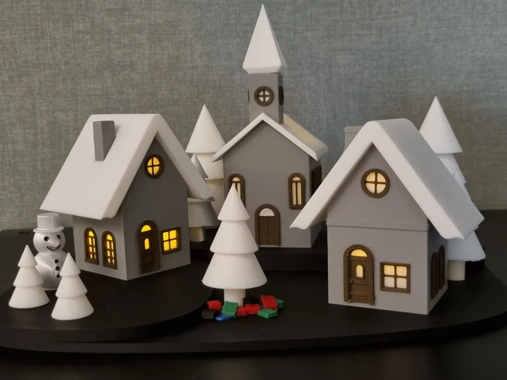 Christmas Village with Tea Light or Dimmable LED - Free 3D Print Model ...