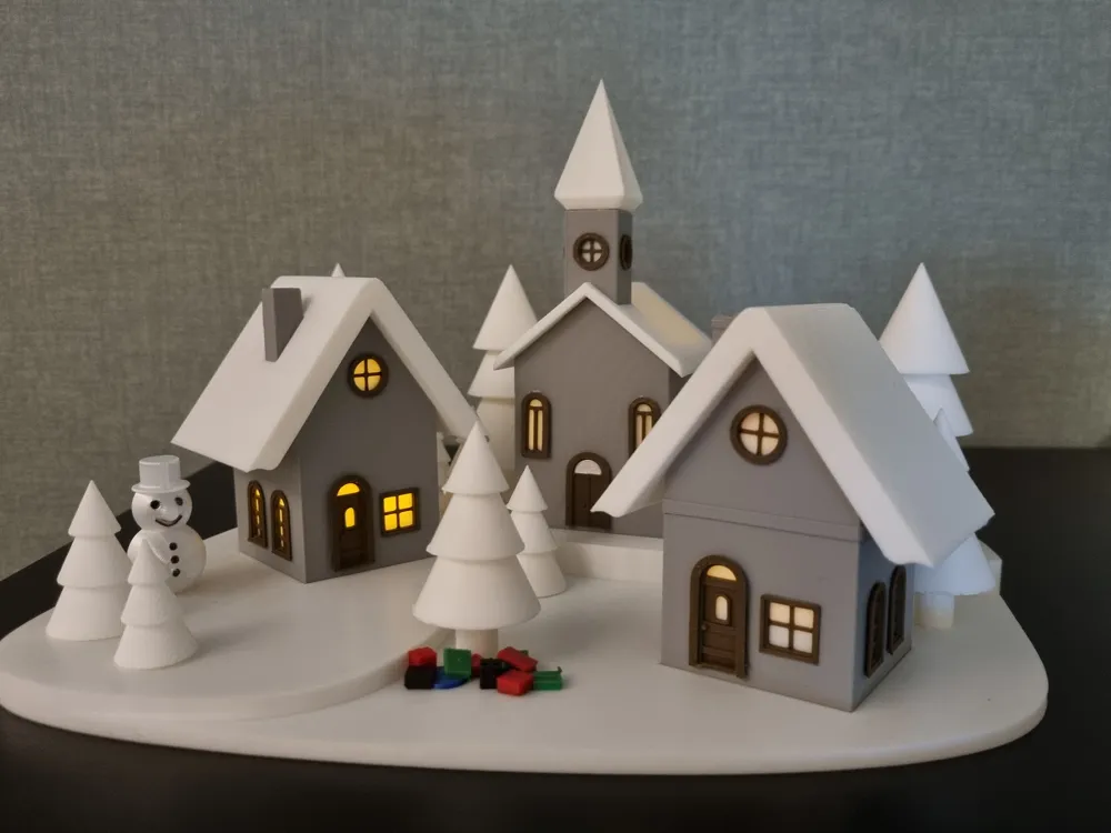 Christmas Village with Tea Light or Dimmable LED - Free 3D Print Model ...