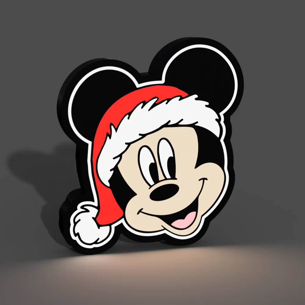 Mickey Mouse Christmas Lightbox LED Lamp - Free 3D Print Model - MakerWorld