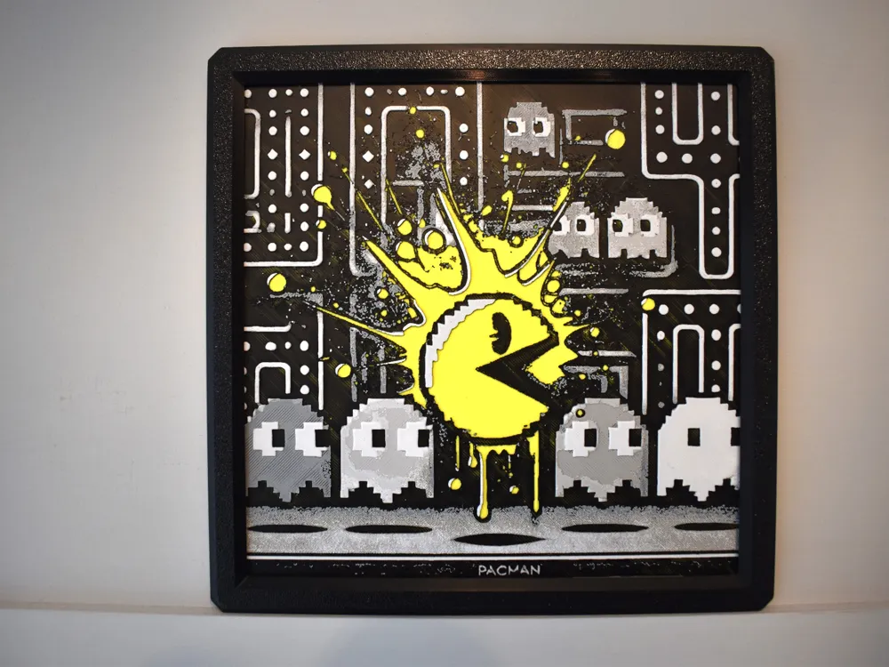 Pacman 3D Printed 'Hueforge' Wall Art by Chris B - MakerWorld