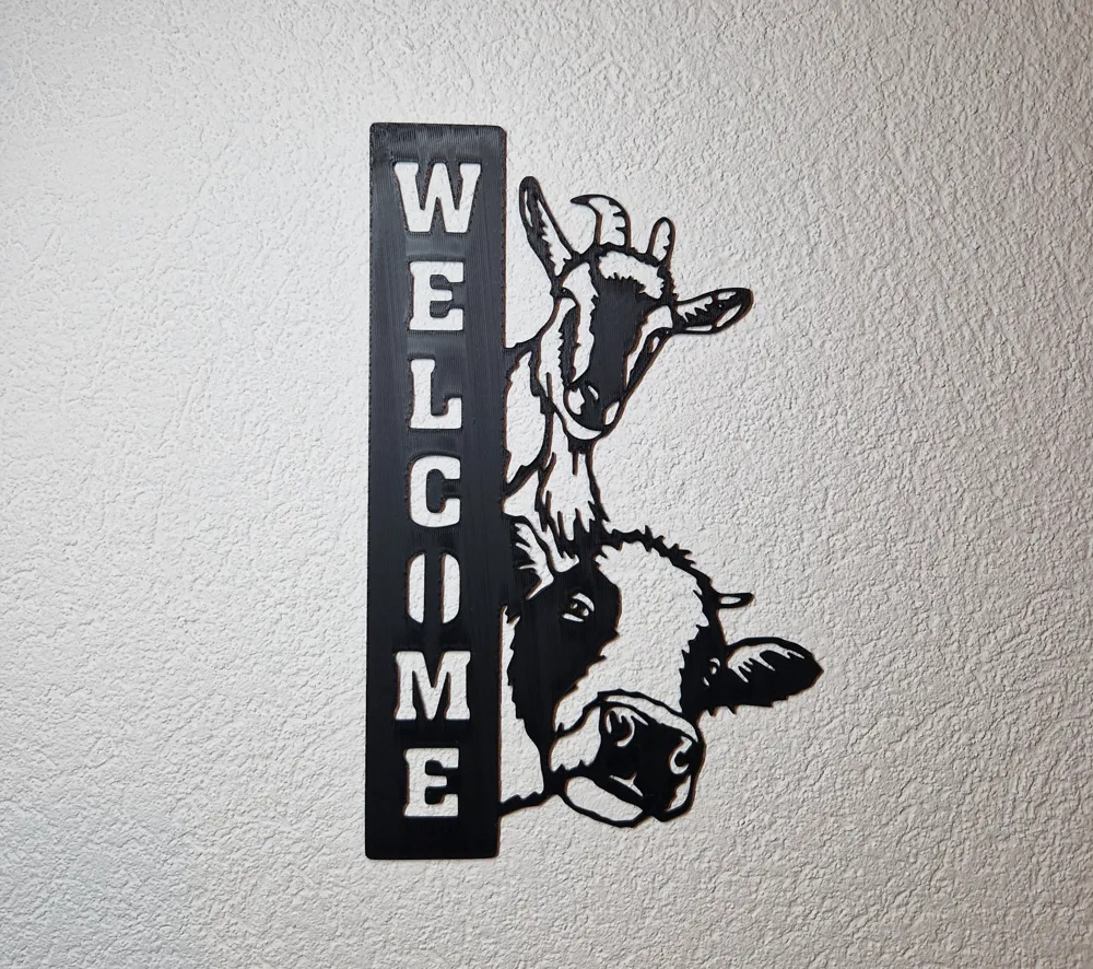 Welcome Sign with Cow and Coat by palumbusMakerWorld: Download Free 3D ...