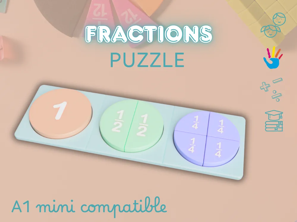 Fraction Puzzle (A1 Mini | Autism-Friendly Colors) by ...