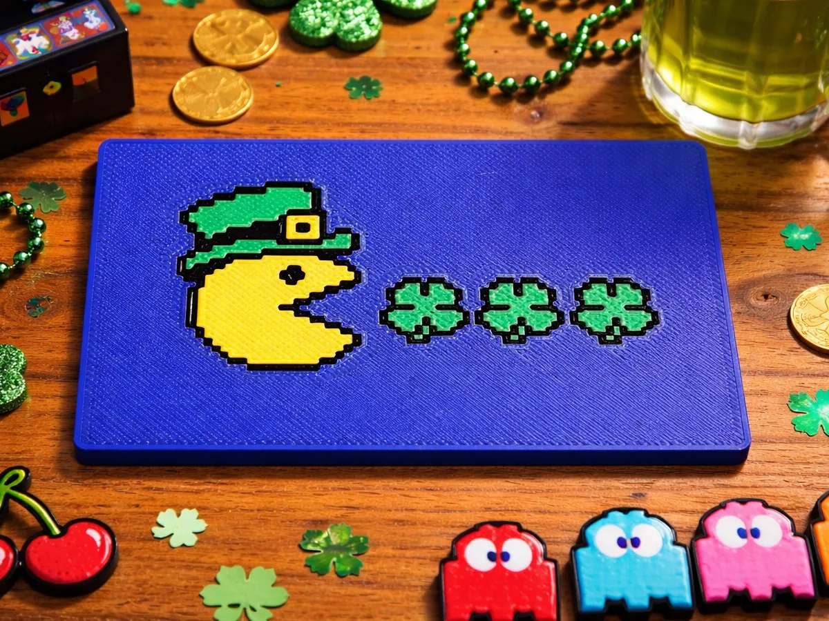 Pac-Man Leprechaun sign - Free 3D Print Model - MakerWorld
