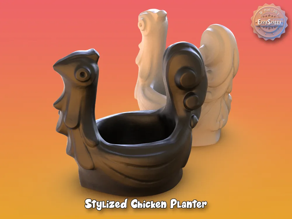 Stylized Chicken Planter by EzzySziggy MakerWorld: Download Free 3D Models