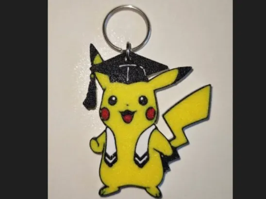 Pikachu Graduation Keychain! - Free 3D Print Model - MakerWorld
