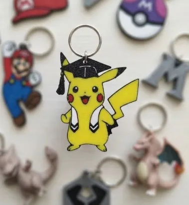 Pikachu Graduation Keychain! - Free 3D Print Model - MakerWorld