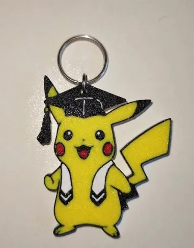 Pikachu Graduation Keychain! - Free 3D Print Model - MakerWorld