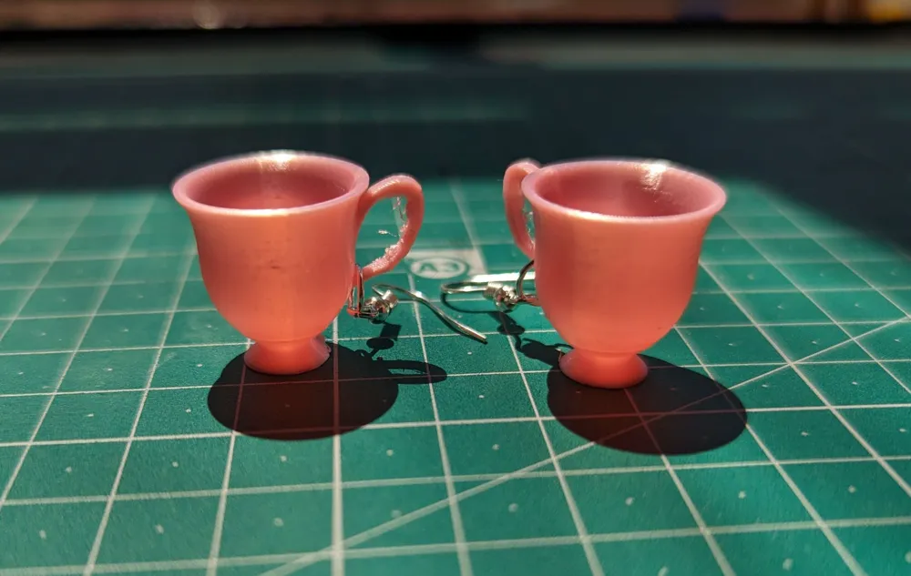 Tea Cup Earrings by 2d printing enthusiast - MakerWorld