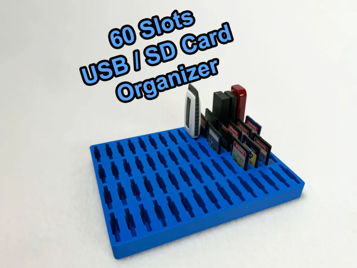 USB and SD Card Organizer 60 slots - Free 3D Print Model - MakerWorld