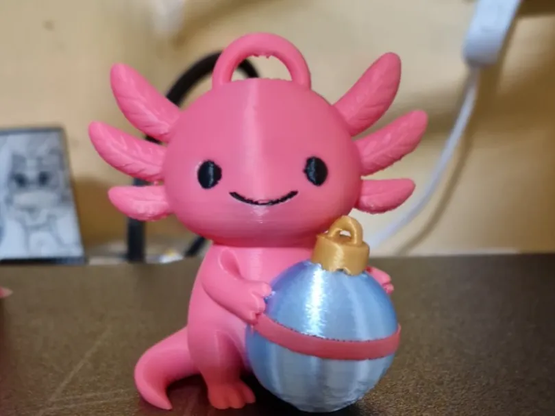 Axolotl Christmas tree ornament - Free 3D Print Model - MakerWorld