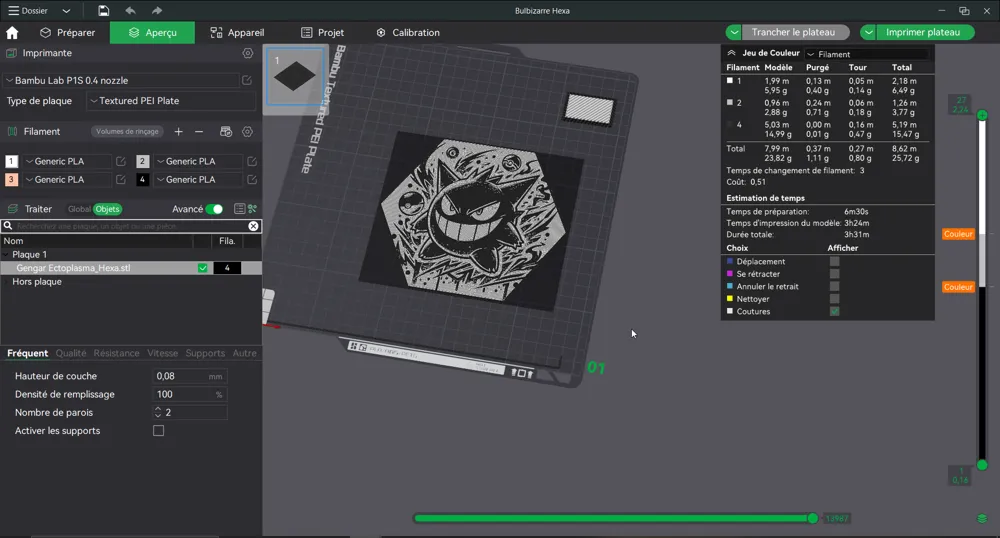 Pokemon Gengar Ectoplasma Hueforge Hex Hexagon by Sebastien - MakerWorld