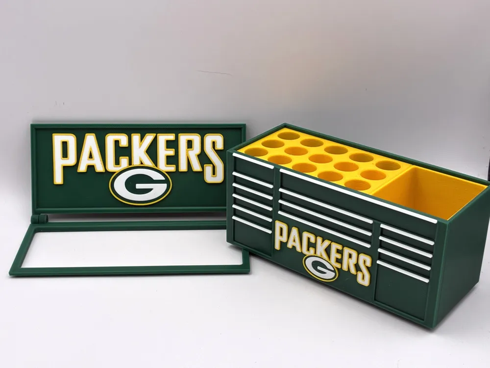 Green Bay Packers NFL toolbox desk pen holder by Mrtk1970 MakerWorld ...