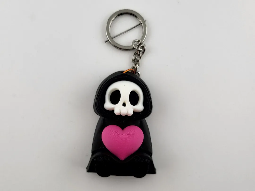 Grim Reaper Heart Keychain Kawaii Skeleton Keyring - Free 3D Print ...