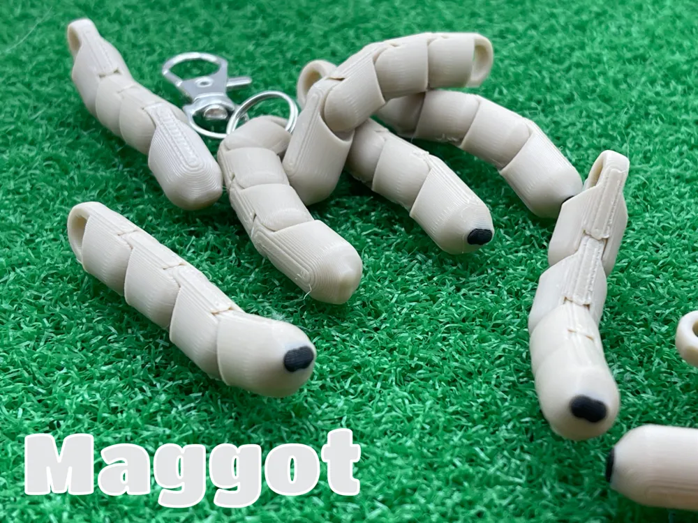 Maggot - Articulated Fidget Toy & Keychain by MalcTheOracle - MakerWorld