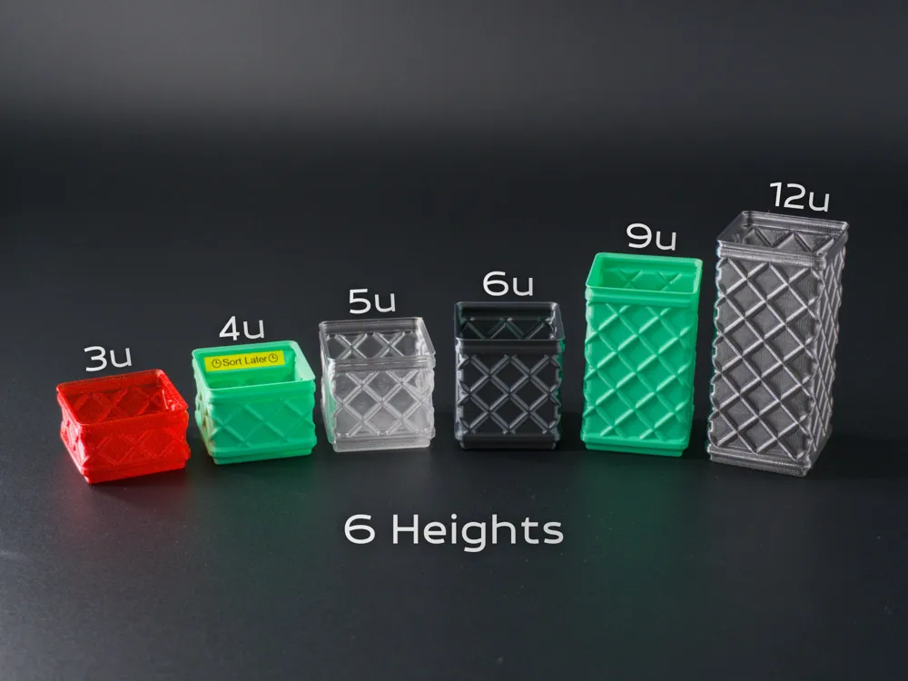 Gridfinity 1x1 Vase Mode Bins with Label Option - Free 3D Print Model ...