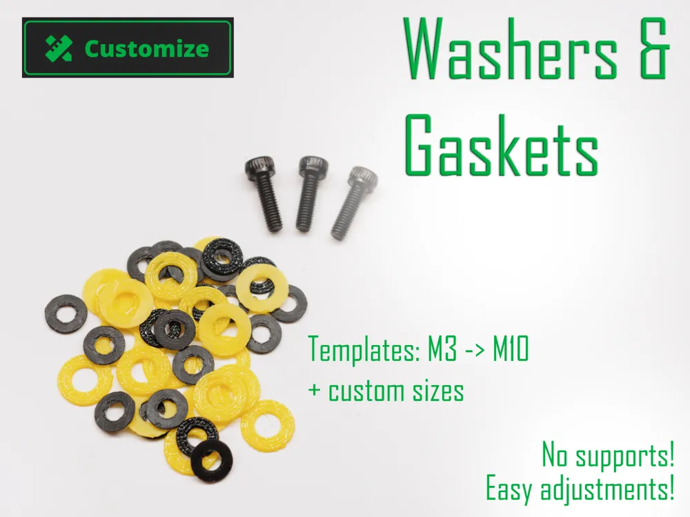 Washers & Gaskets M3 -> M10 - Customizable by John Galt - MakerWorld