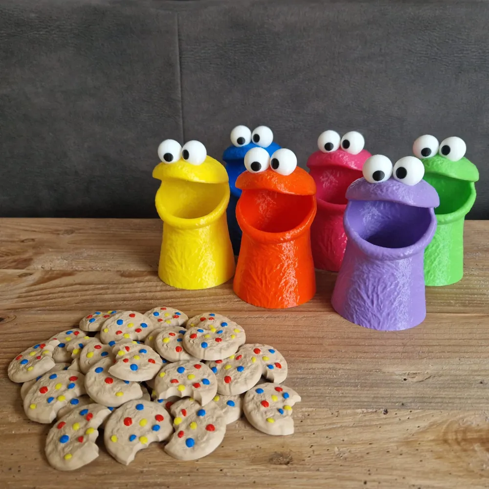 Cookie monster met cookies - Free 3D Print Model - MakerWorld