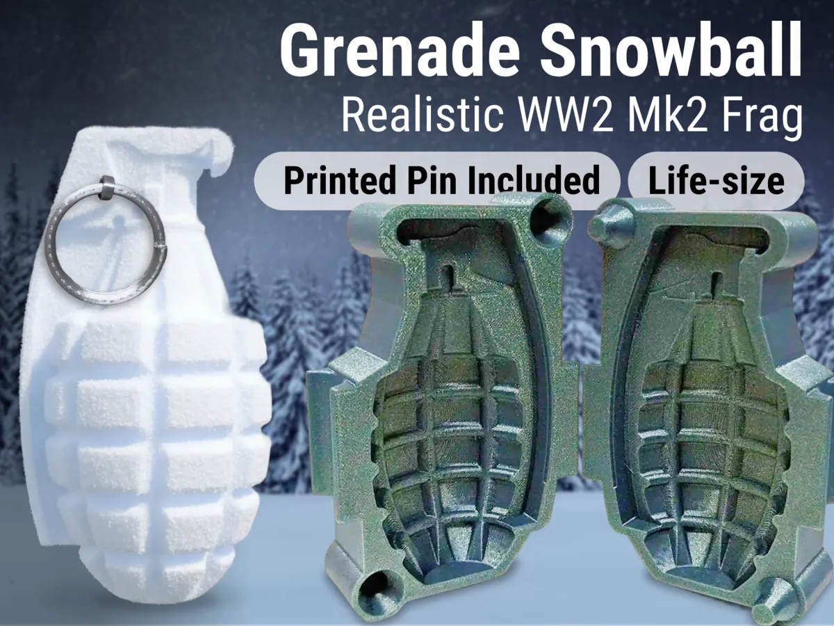 Grenade Snowball Maker with Optional Pin by Rexi Labs MakerWorld ...