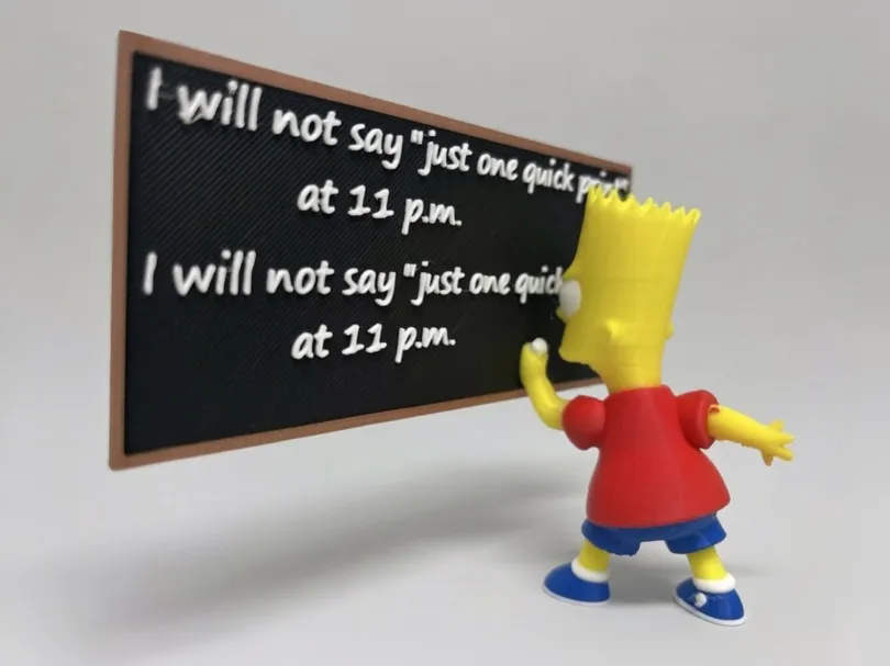 Bart Simpson with editable blackboard - Free 3D Print Model - MakerWorld