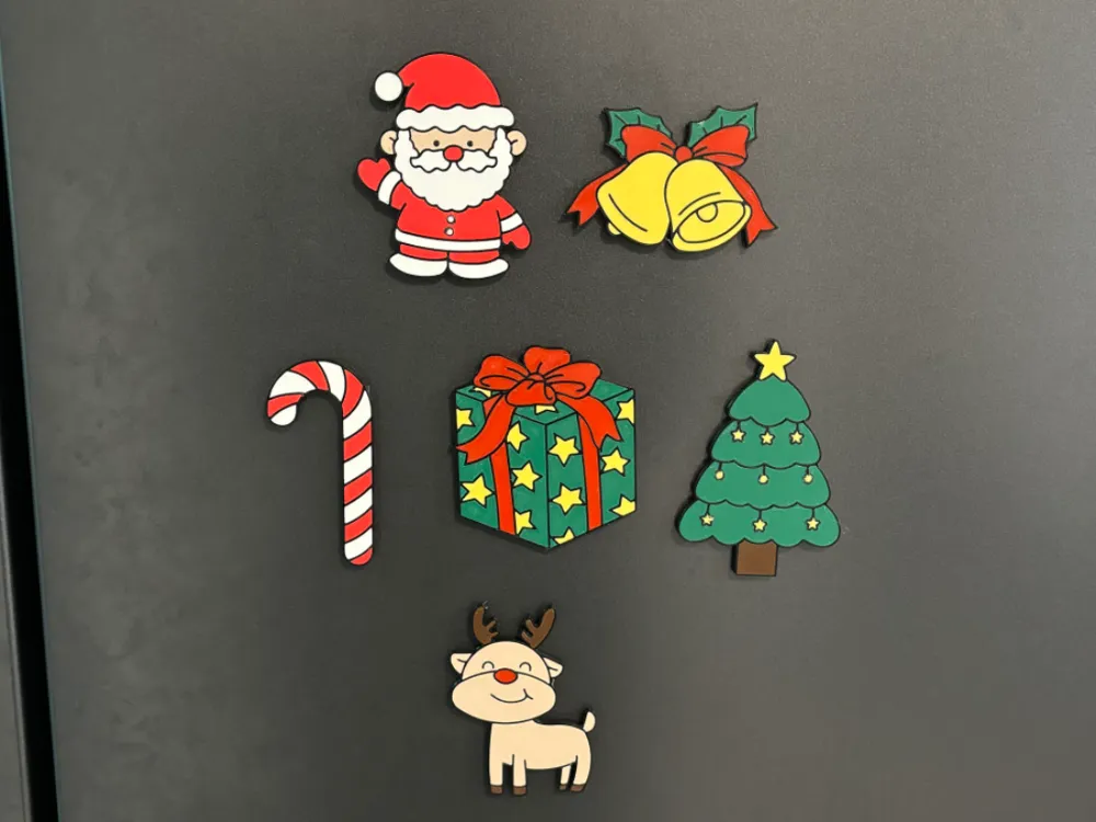 Christmas themed refrigerator magnets - Santa Claus, Christmas tree ...