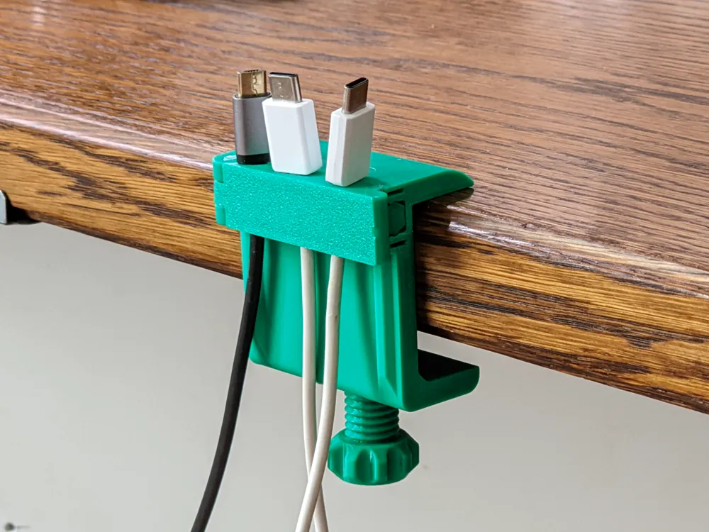 Desk clamp 3-slot cable holder organizer - Free 3D Print Model - MakerWorld