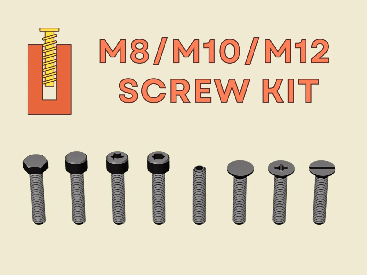 M8/M10/M12 Screw Kit (Screws, Washers, Nuts) - Free 3D Print Model ...