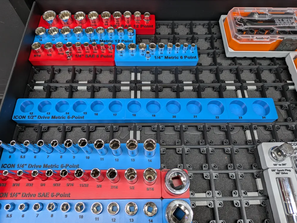ICON 1/2" Metric Socket Gridfinity Holder - 1 Row by DisownedPenny MakerWorld: Download Free 3D ...