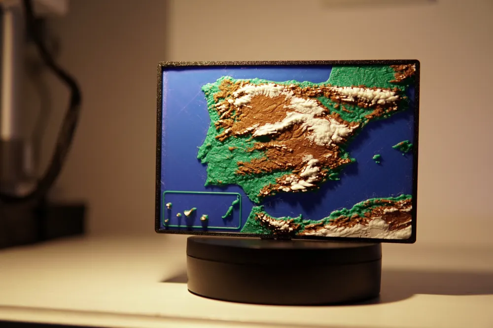 Topography Map of Spain - Iberian Peninsula by theStonefoxMakerWorld: Download Free 3D Models