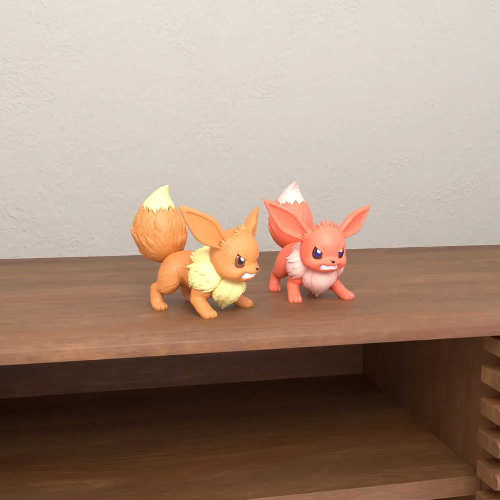 Pokemon Eevee Attack Pose Multi-part Print - Free 3D Print Model ...