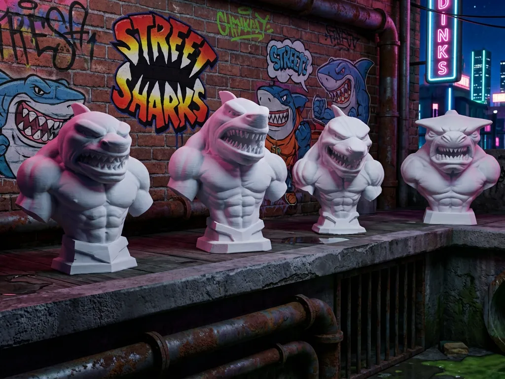Street Sharks Bust Set - Free 3D Print Model - MakerWorld