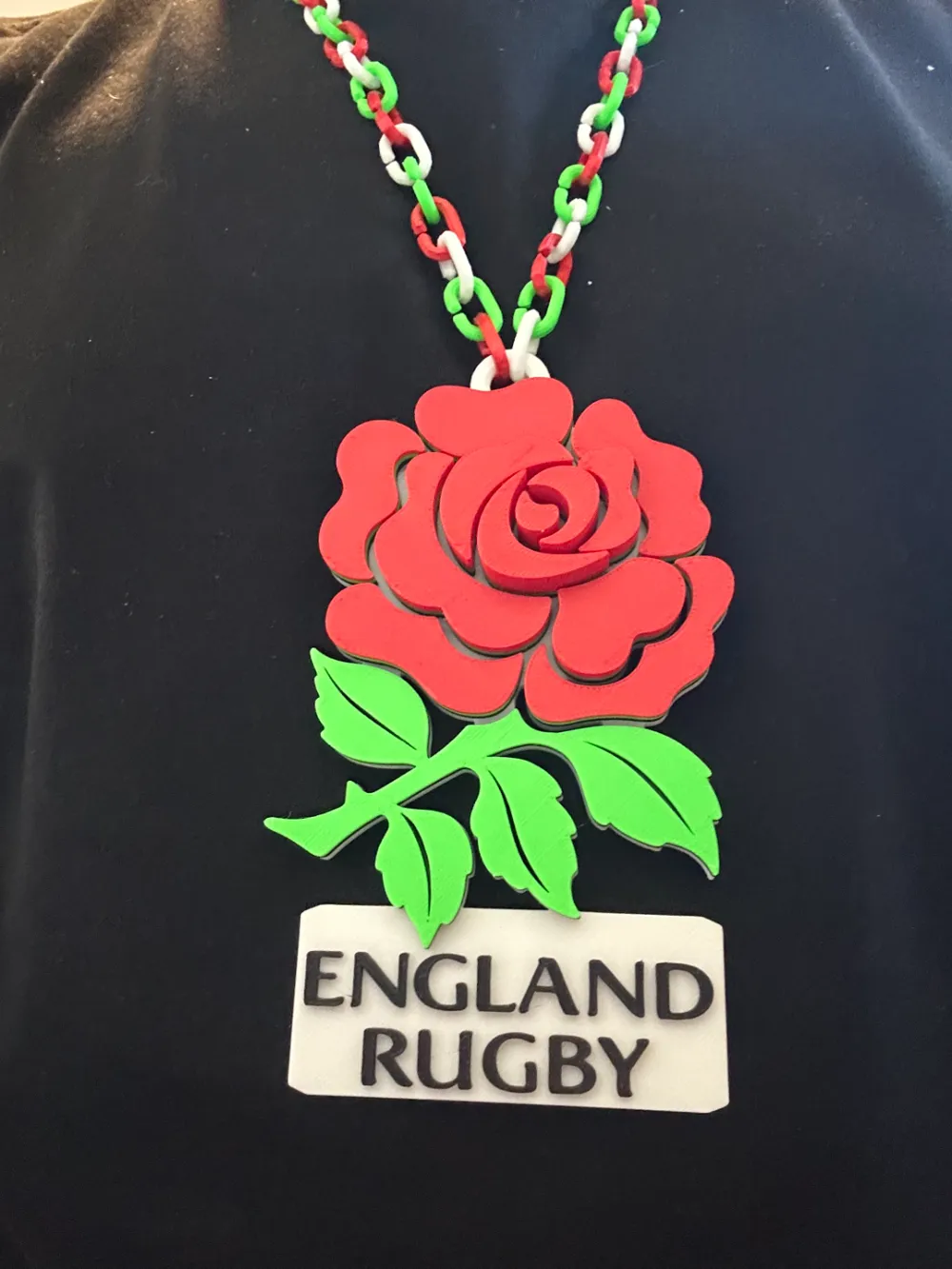 England Rugby (Red Rose) - Pendant & Chain - Free 3D Print Model ...