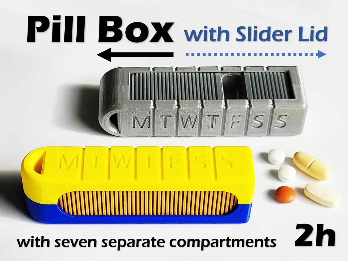 Pill Box with Slider Lid by H2Jack Concepts MakerWorld: Download Free ...